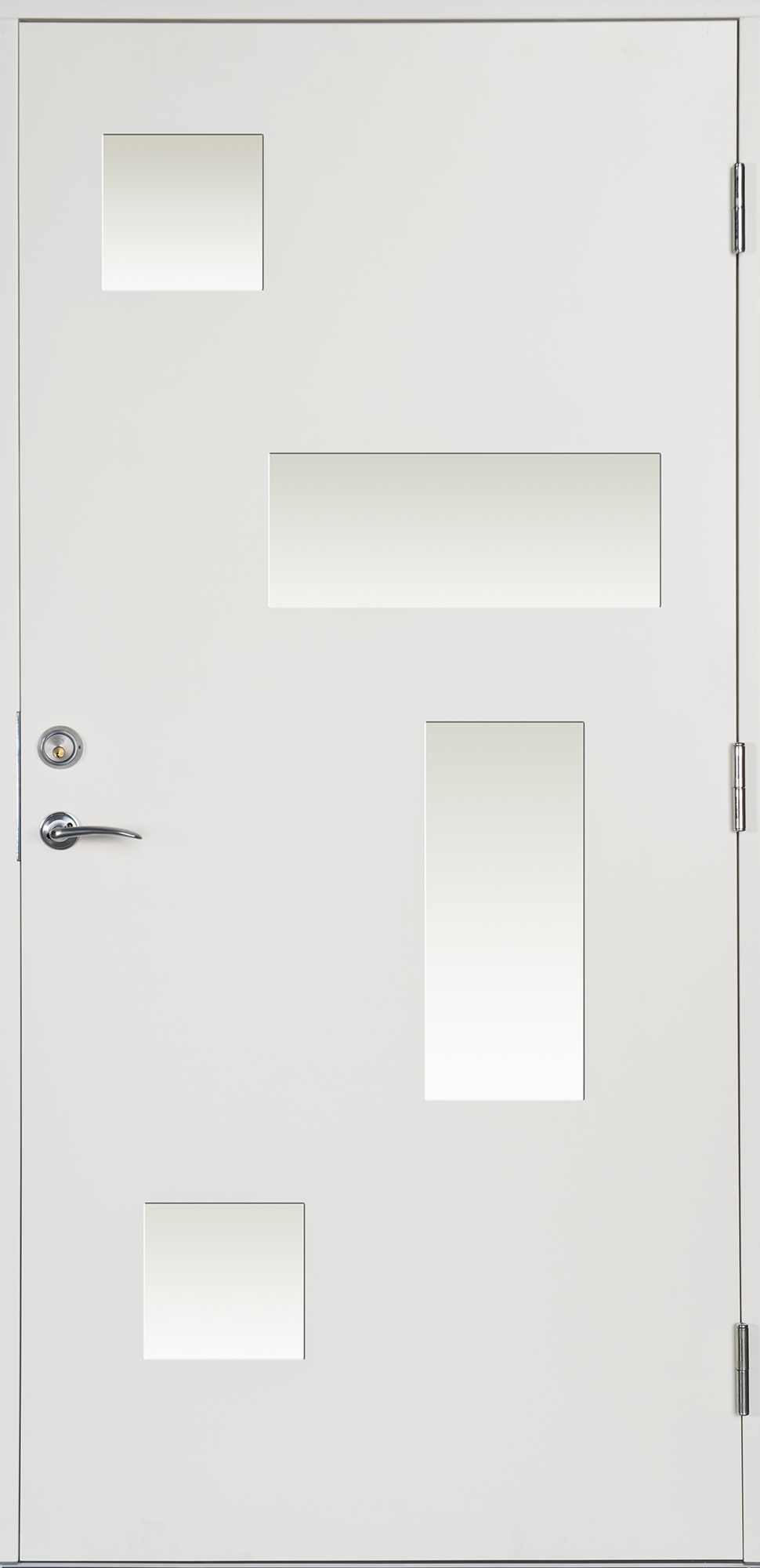 Ytterdør med sotet glass hvit 100x200 cm venstrehengslet | Optimera.no